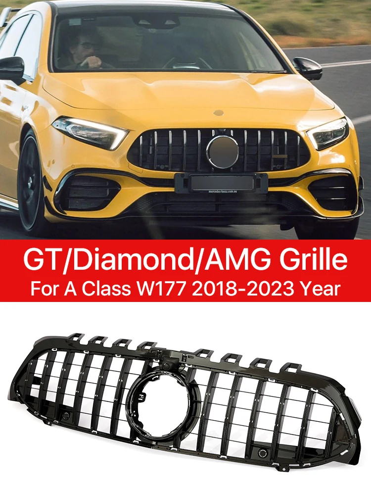 A35-A45-Style-Front-Bumper-Panamericana-GTR-Diamond-AMG-Black-Silver ...