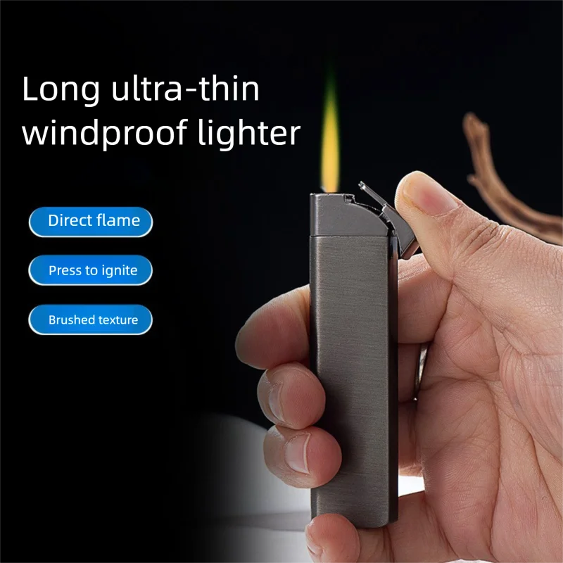Metal Ultra Thin Inflatable Lighters Windproof Green Flame Butane Gas ...