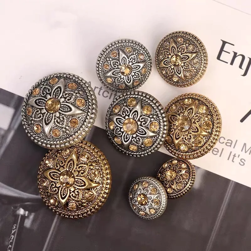 Fashion Plastic Yellow Rhinestone Button Vintage Ladies Knitwear Suit ...