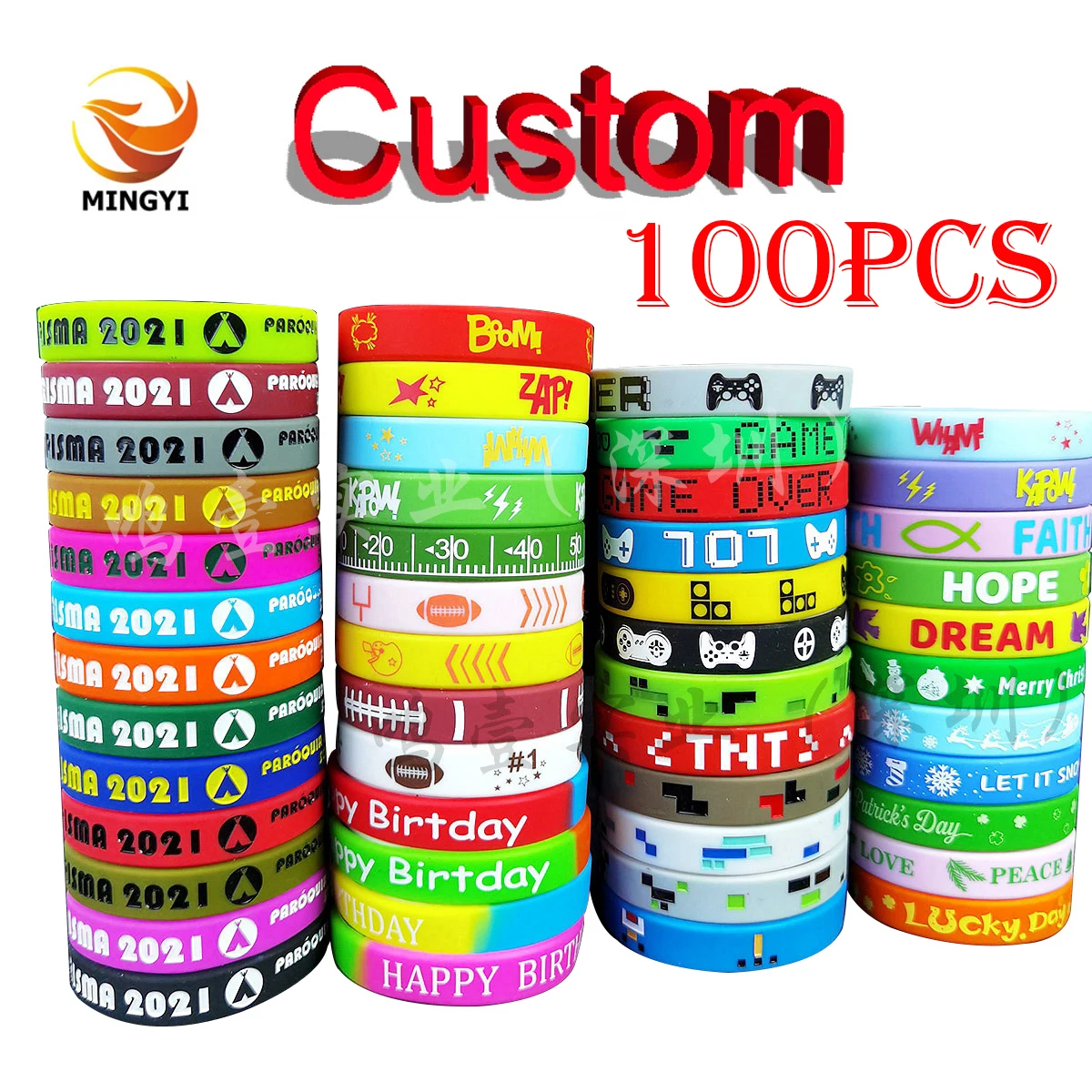 100PCS-Custom-Wristband-ID-SOS-Customizable-Bracelets-Printed-Engraved ...