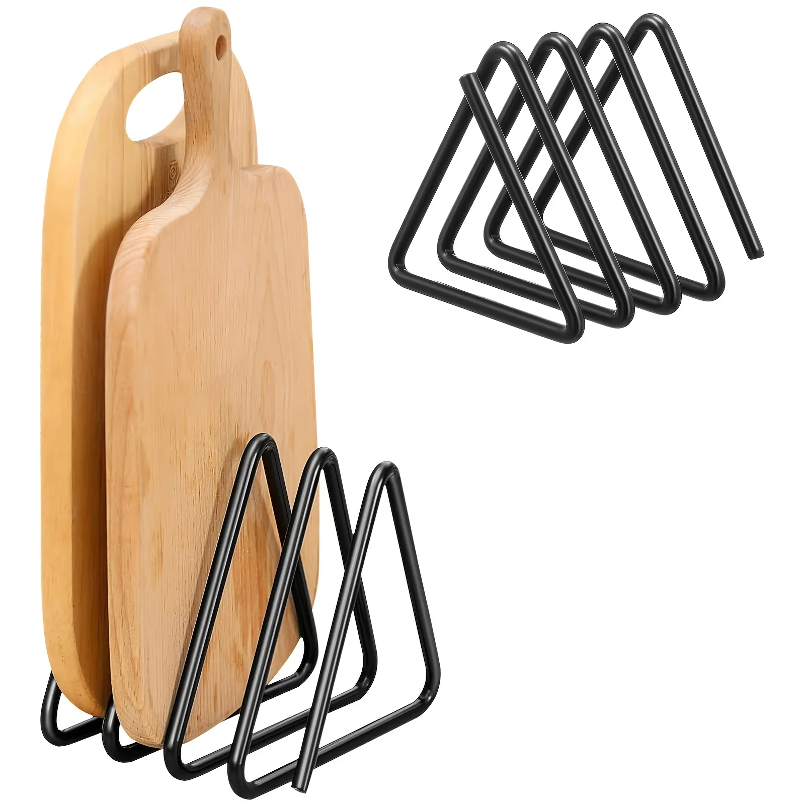 4-Slot Metal Cutting Board Storage Rack Divided Organizer for Kitchen ...