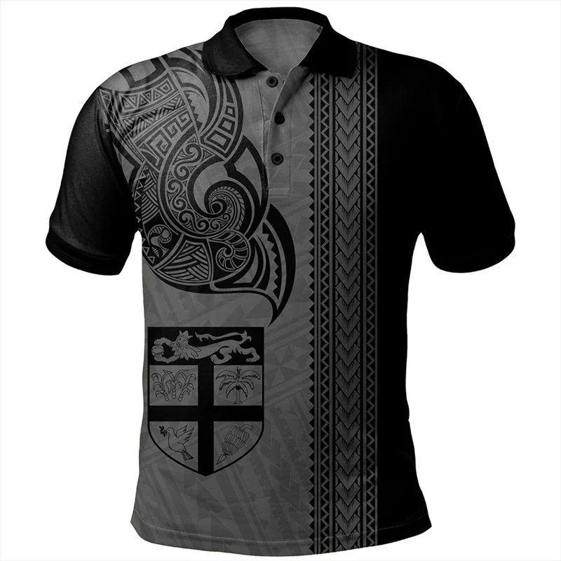 Summer Vintage 3D Fiji Masi Pattern Fiji Pride Print Polo Shirt Happy ...