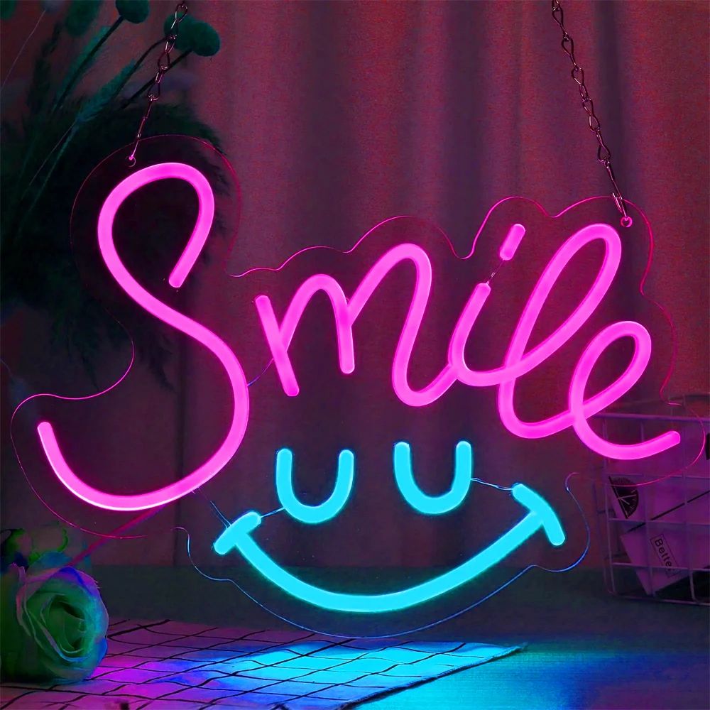 Smile-Neon-Sign-USB-Dimmable-Wall-Decor-Smile-Neon-Light-Neon-Lights ...