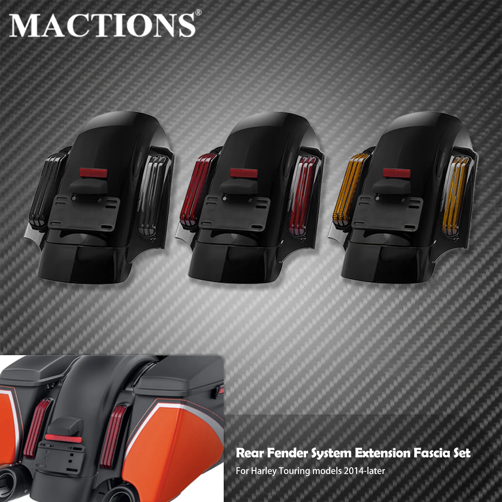 Motorcycle-LED-CVO-Style-Rear-Fender-System-Extension-Fascia-Set-For ...