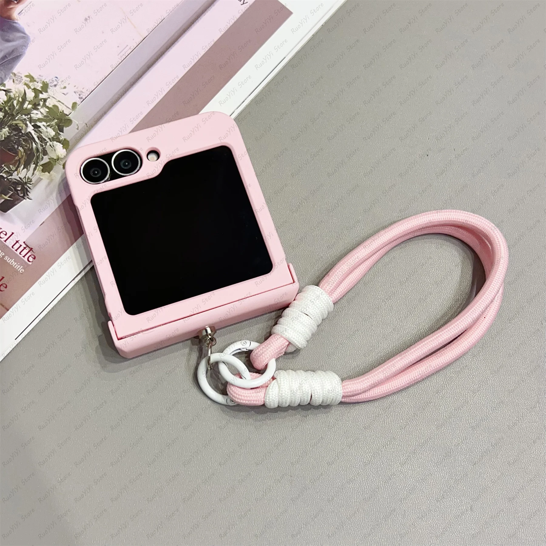 Korean Solid Color Pink Blue Portable Rope Phone Case - Shockproof ...