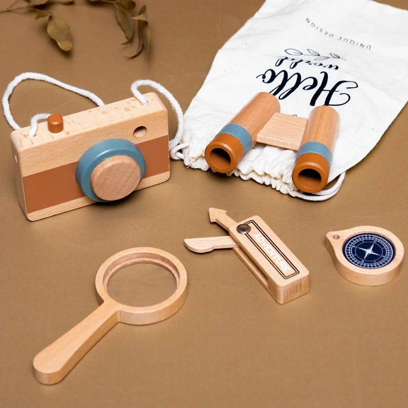 Wooden-Montessori-Outdoor-Adventure-Toy-Wooden-Camera-Magnifying-Glass ...