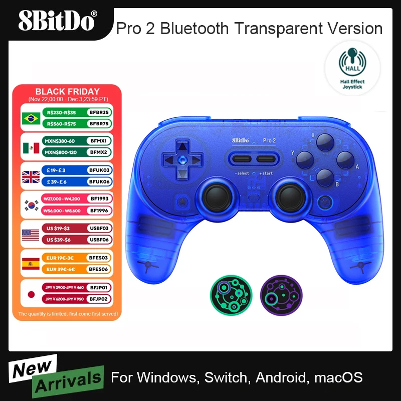 AKNES-8bitdo-mando-transparente-Pro-2-mando-con-Bluetooth-Efecto-Hall ...