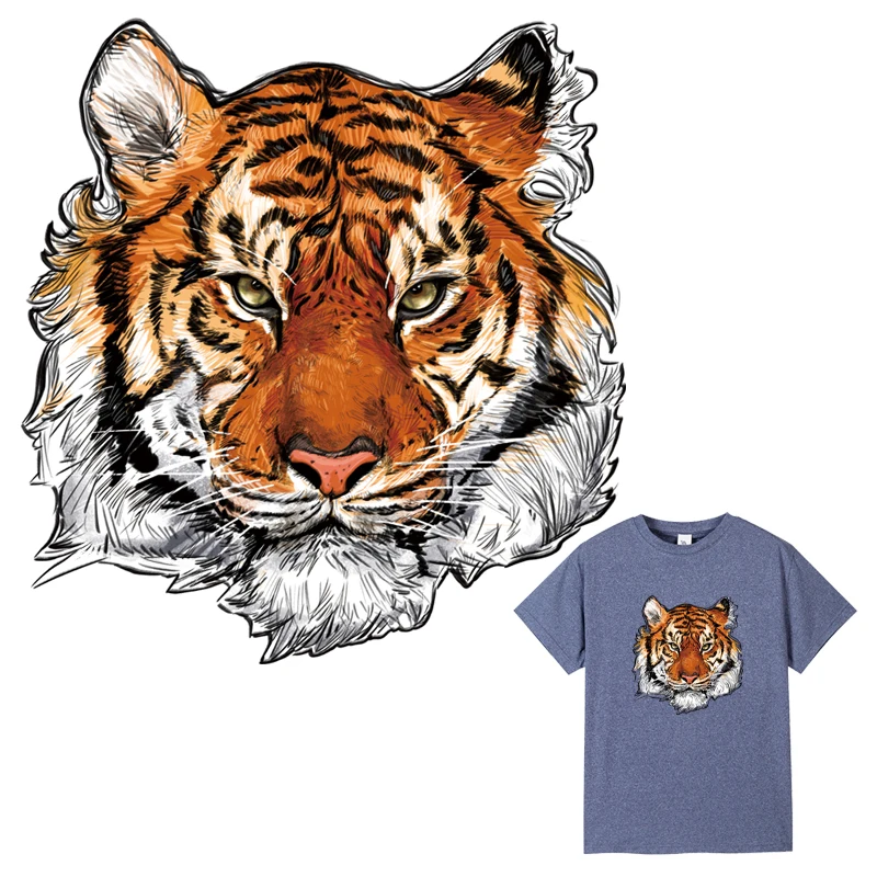 Realistic-Tiger-Iron-On-Patch-Heat-Transfer-Animal-Tops-Appliqued ...