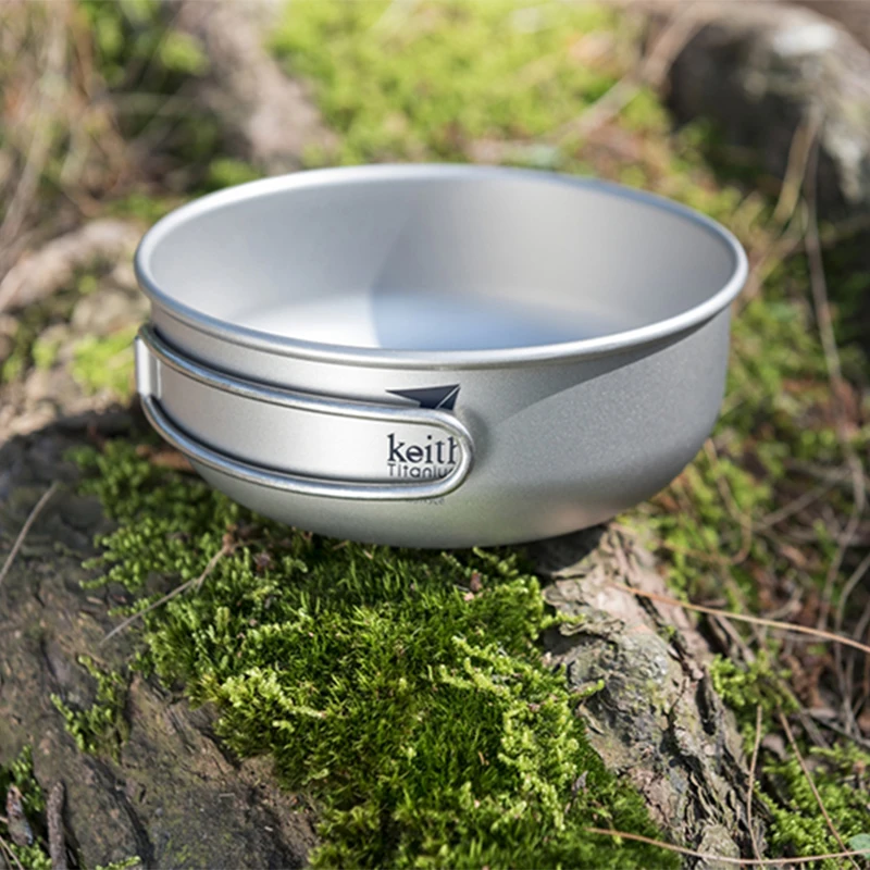 Keith Titanium Bowl 400ml Foldable Handle Outdoor Camping Tableware ...