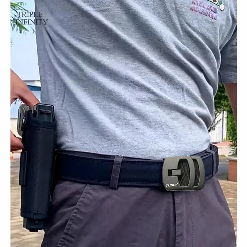Sturdy Automatic Metal Buckle Hard Tactical Belt Thickened Hanging Gun ...