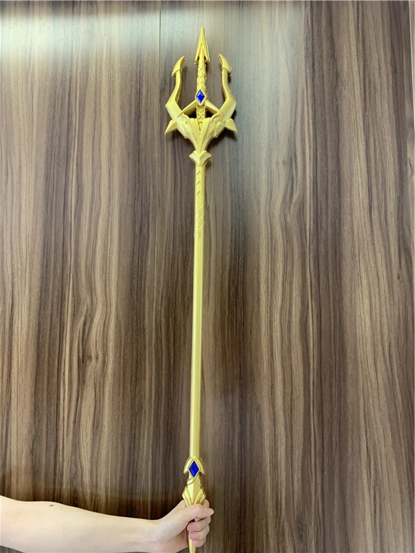 100cm Gold Trident Cosplay Weapon 1:1 Big God Of Sea Legend Gem Trident ...