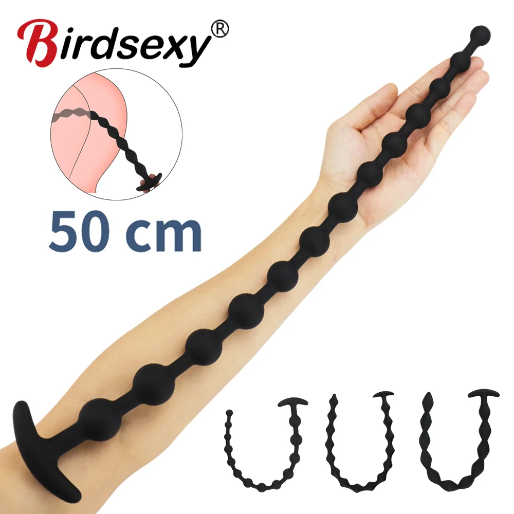 Anal Beads Soft Silicone Dildo Prostate Massage Long Butt Beads Expansion Anus Dilator ...