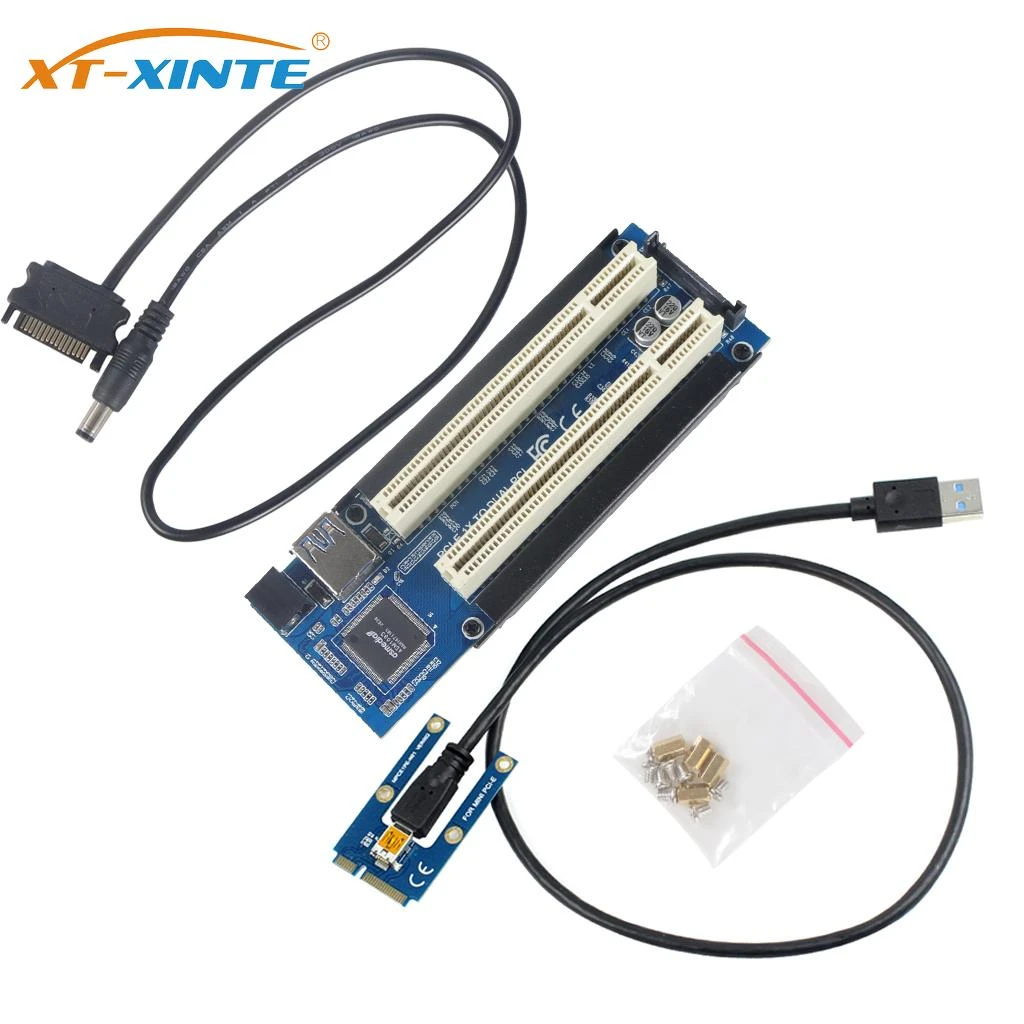 Mini Pci-e Express X1 To Dual Pci Riser Extend Adapter Card With Usb3.0 Cable For Win2000/xp ...