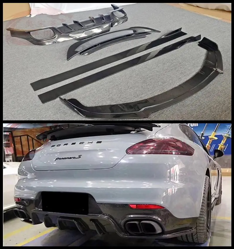 Carbon-Fiber-Front-Bumper-Lip-Rear-Spoiler-Trunk-Diffuser-Side-Skirt ...