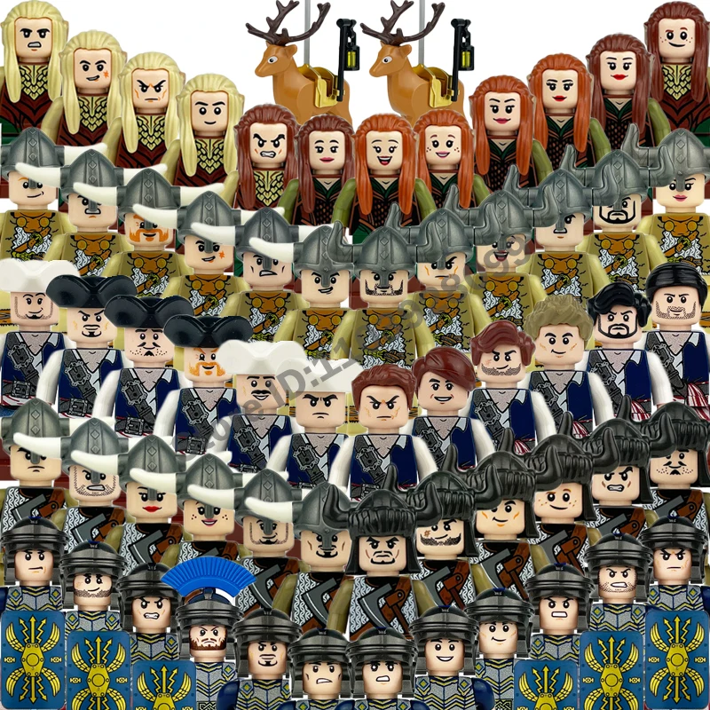 Mini Viking Figures Building Blocks Medieval Knight Elven Kingdom Roman ...