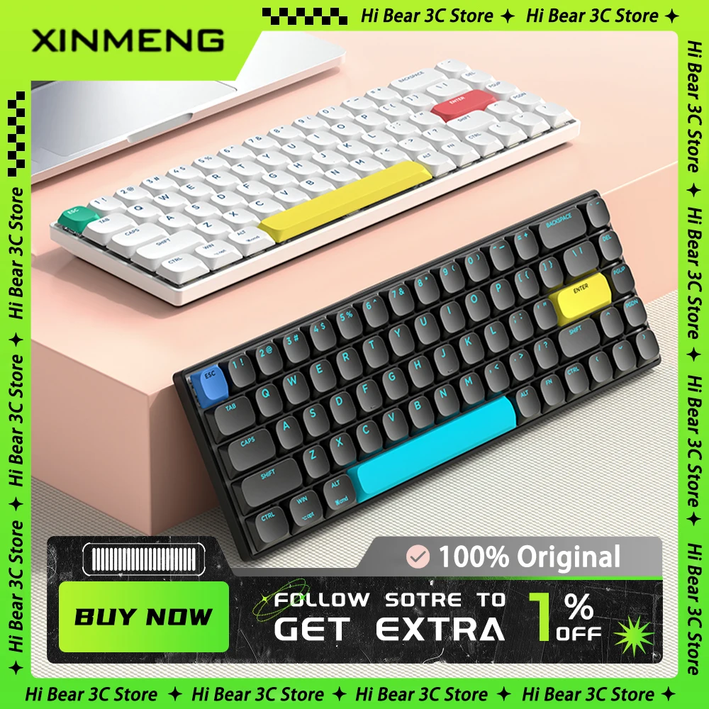 Xinmeng-C68-Mechanical-Keyboard-Three-Mode-PBT-Portable-Wireless ...