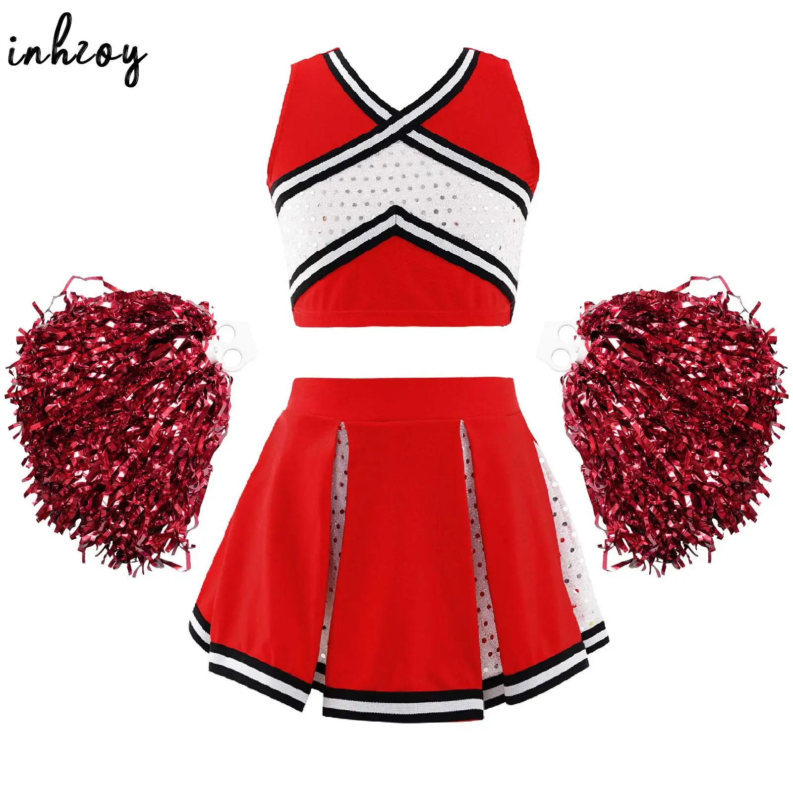 Kids-Girls-Cheerleading-Costume-Uniform-Dance-Outfits-Sleeveless ...