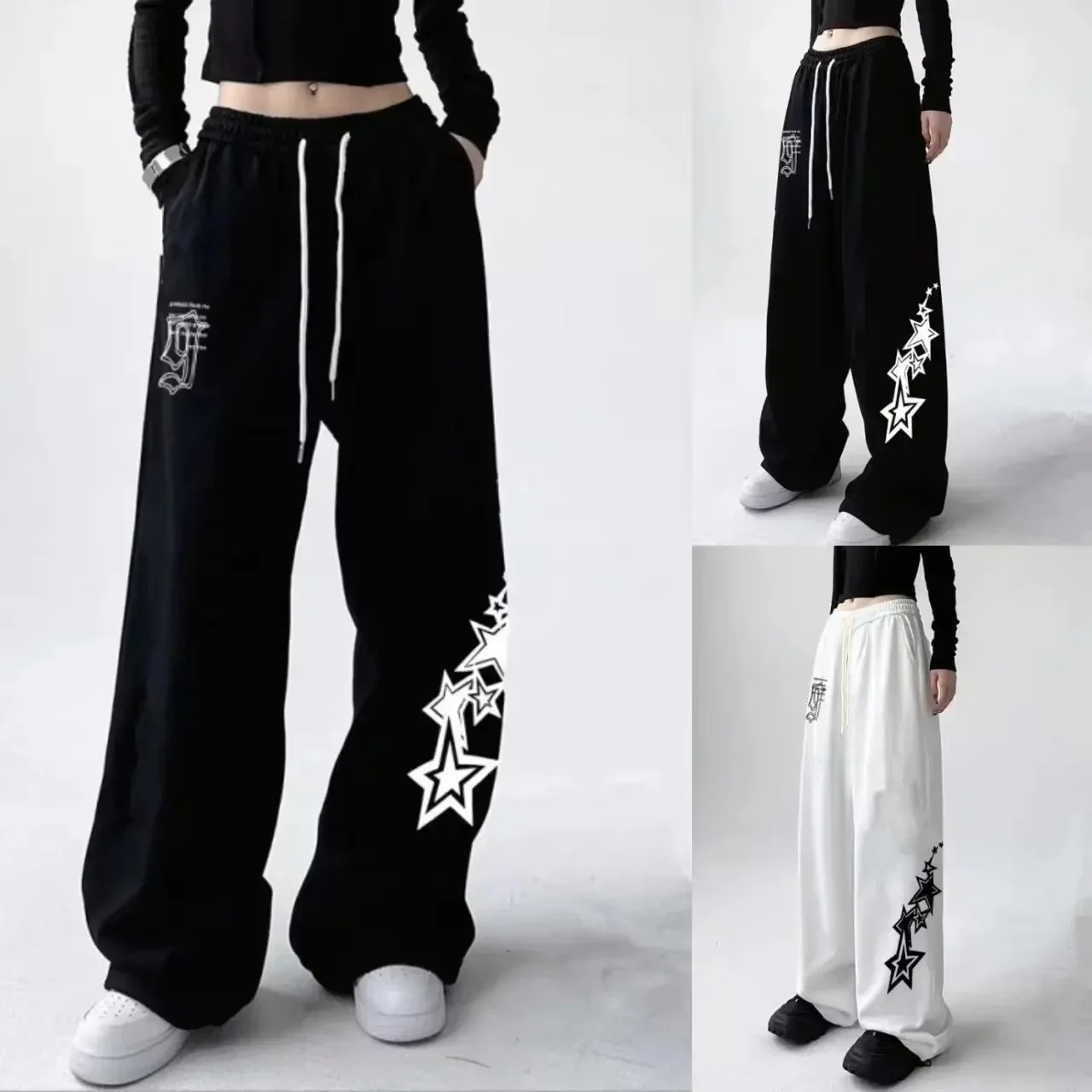 High Waist Drawstring Loose Fit Women's Hiphop Dance Sport Pants Casual ...