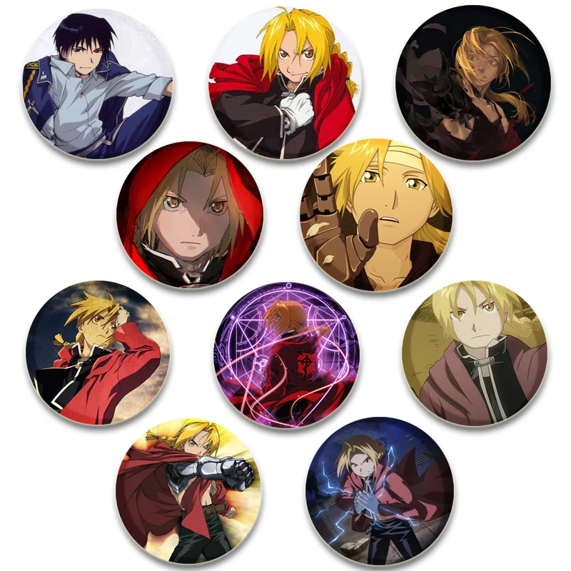 32/44/58mm Anime Fullmetal Alchemist Cartoon Badge Round DIY Handmade ...