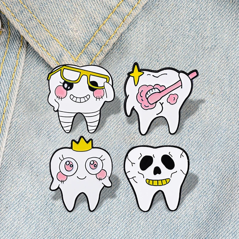Fashion-Teeth-Tooth-Metal-Enamel-Pin-Tooth-decay-Protecting-Dental ...