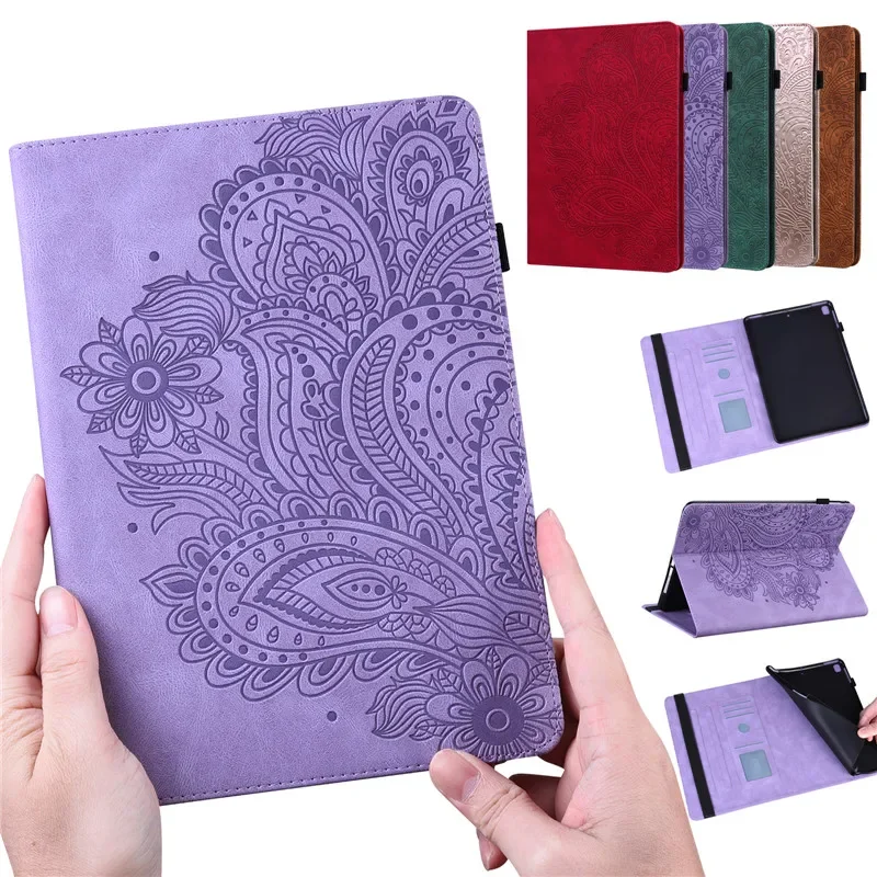 Tablet-Cover-For-Amazon-Fire-HD10-2021-Case-Embossed-Flower-Tree-PU ...