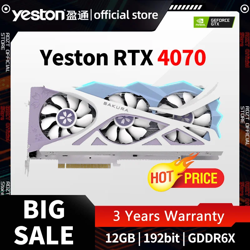 Yeston-placa gráfica RTX 4070, placa de vídeo, 12G, D6X, 192bit, GDDR6X ...