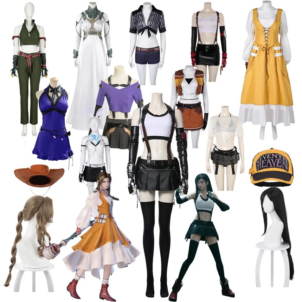 Tifa-Lockhart-Cosplay-Costume-Hat-Wig-Game-Final-Cos-Fantasy-VII-Remake ...