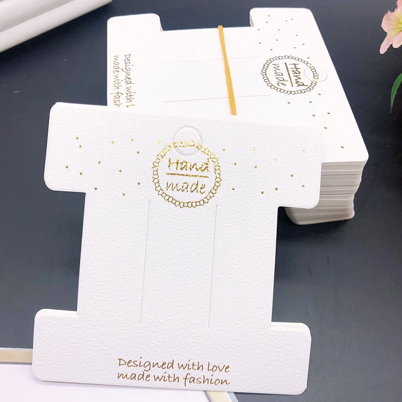 20/50Pcs 8x8cm Hair Clip Display Cards Gold Handmade Fonts Cards ...