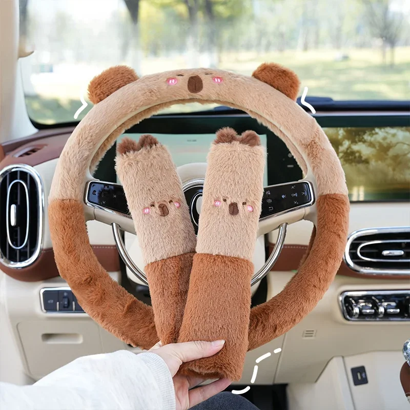 Capybara-Funda-de-felpa-para-volante-de-coche-accesorios-para-cintur-n ...