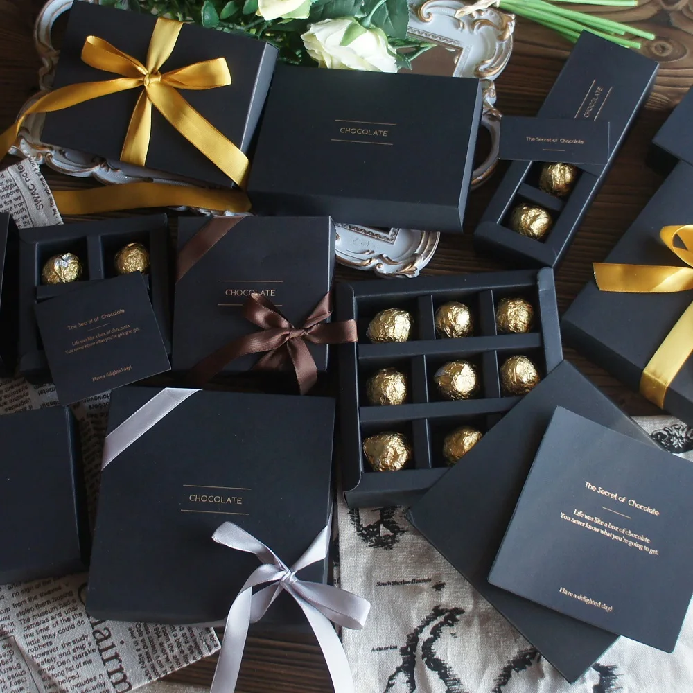 4-size-choose-10set-Elegant-Valentine-Chocolate-Paper-Box-Gold-Black ...