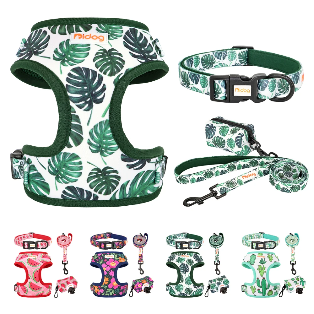 Mesh-Nylon-Dog-Collar-Harness-Leash-Garbage-Bag-Set-Printed-Pet ...