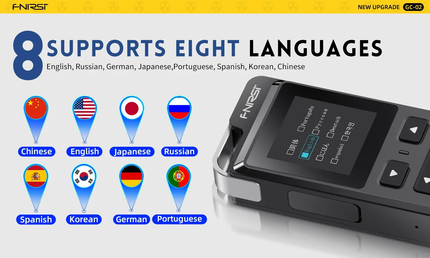 FNIRSI GC-02 Детектор ядерного излучения Счетчик Гейгера Рентгеновский бета-гамма-детектор ...