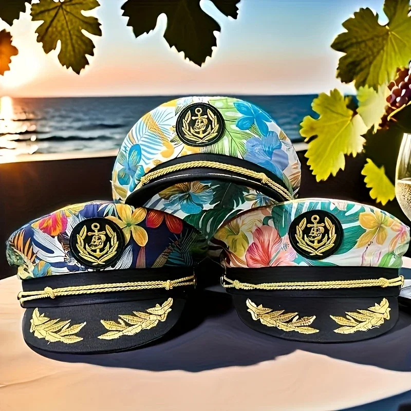 HongLuan Beach Cruise Party Camouflage Captain Hat With Anchor Badge ...
