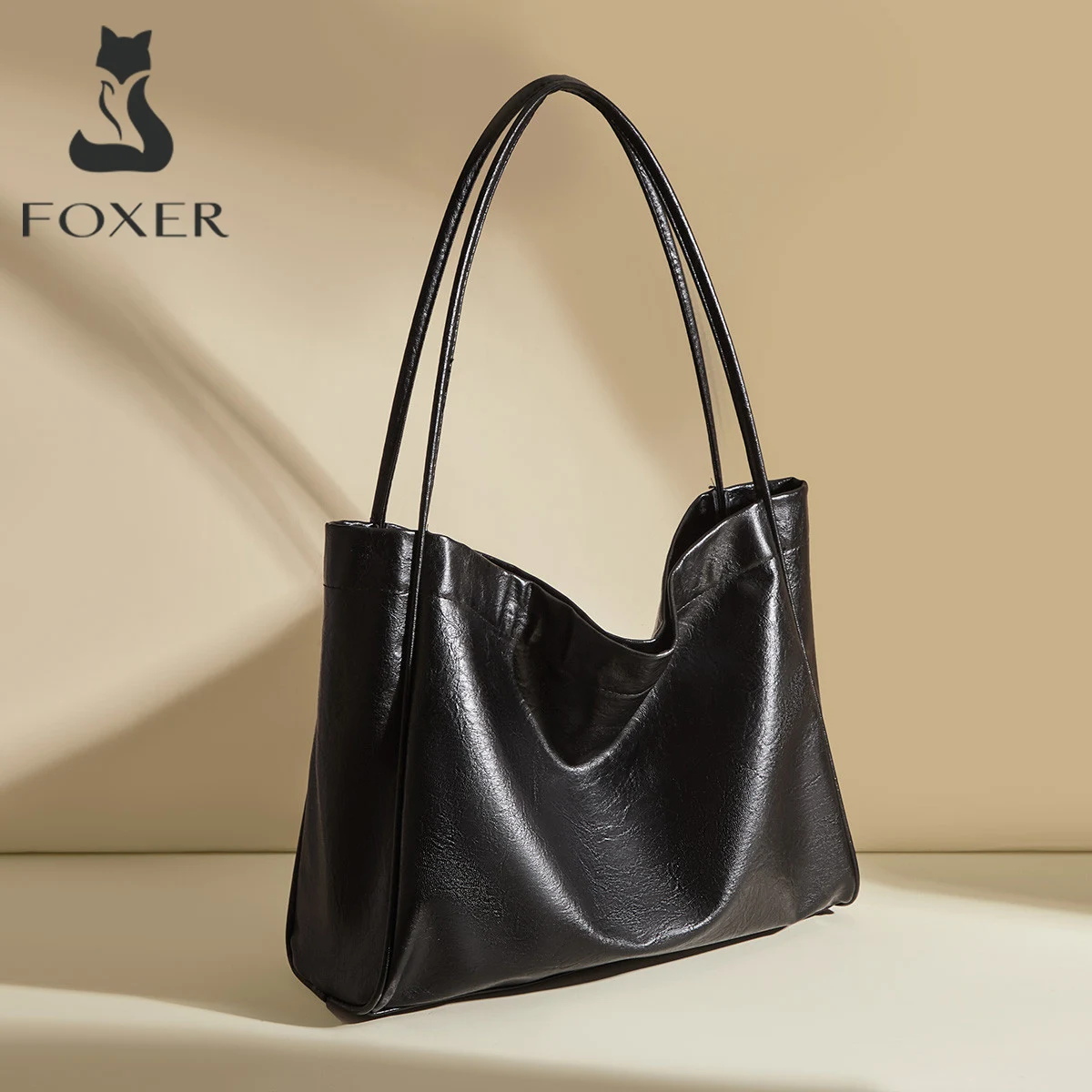 FOXER Women's Shoulder Bag PU Leather Soft Tote Bag 2026 Spring Summer ...