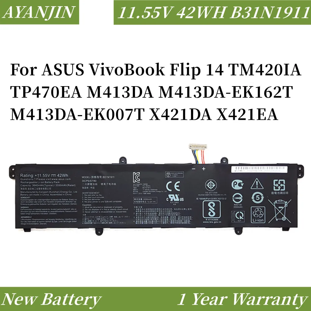 Bater-a-B31N1911-para-ASUS-VivoBook-Flip-14-11-55-V-42WH-TM420IA ...