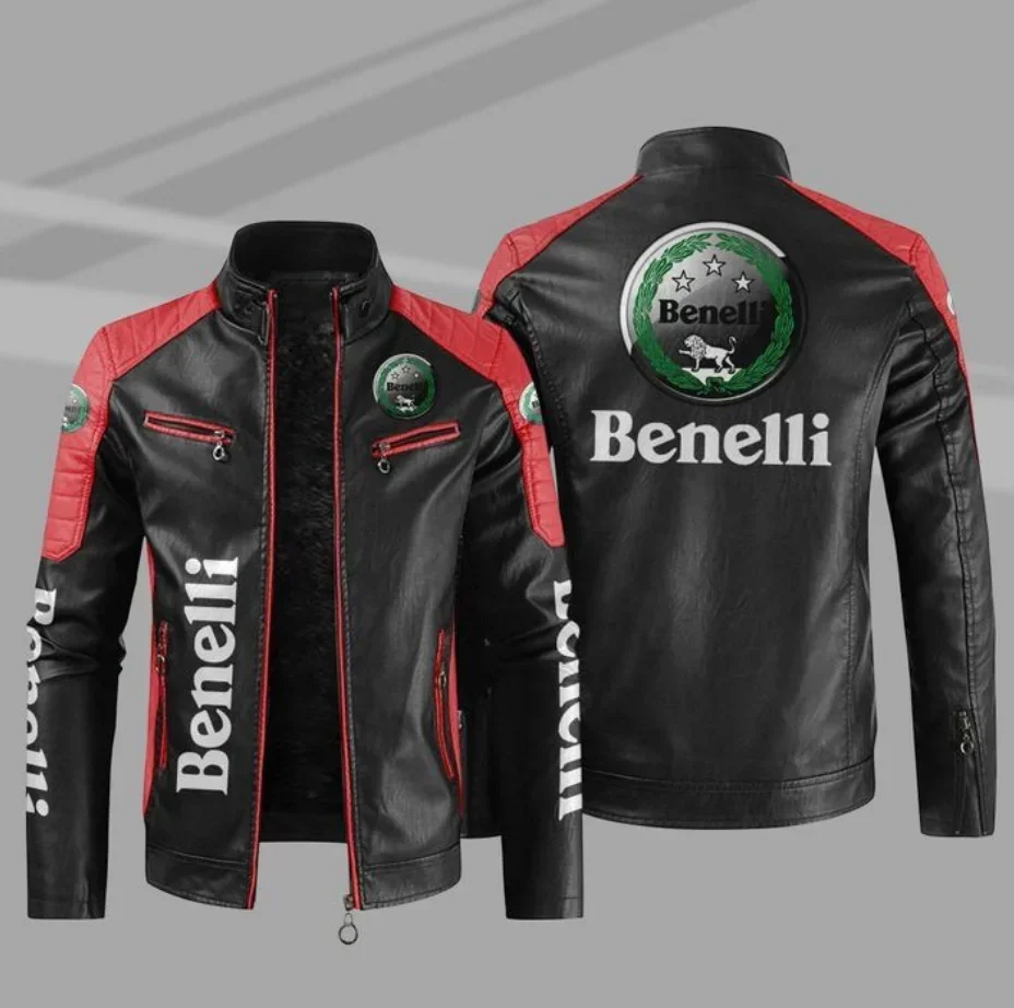 Benelli-motorcycle-PU-Leather-Jacket-Patchwork-Biker-Jackets-Casual ...