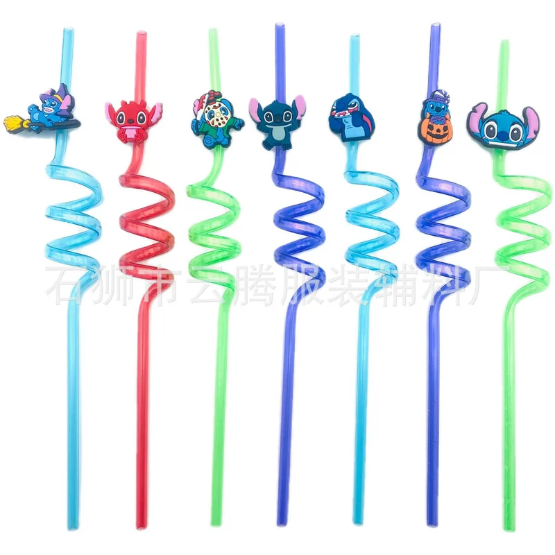 1-5-10PCS-Disney-Anime-Straw-Cartoon-Stitch-Children-Reusable-Plastic ...