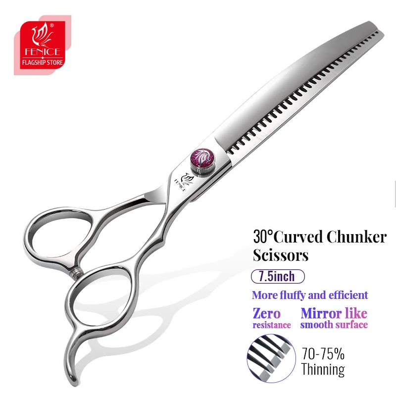 Fenice-7-5-inch-Pet-Grooming-Reverse-Shark-Scissors-Curved-Chunker ...
