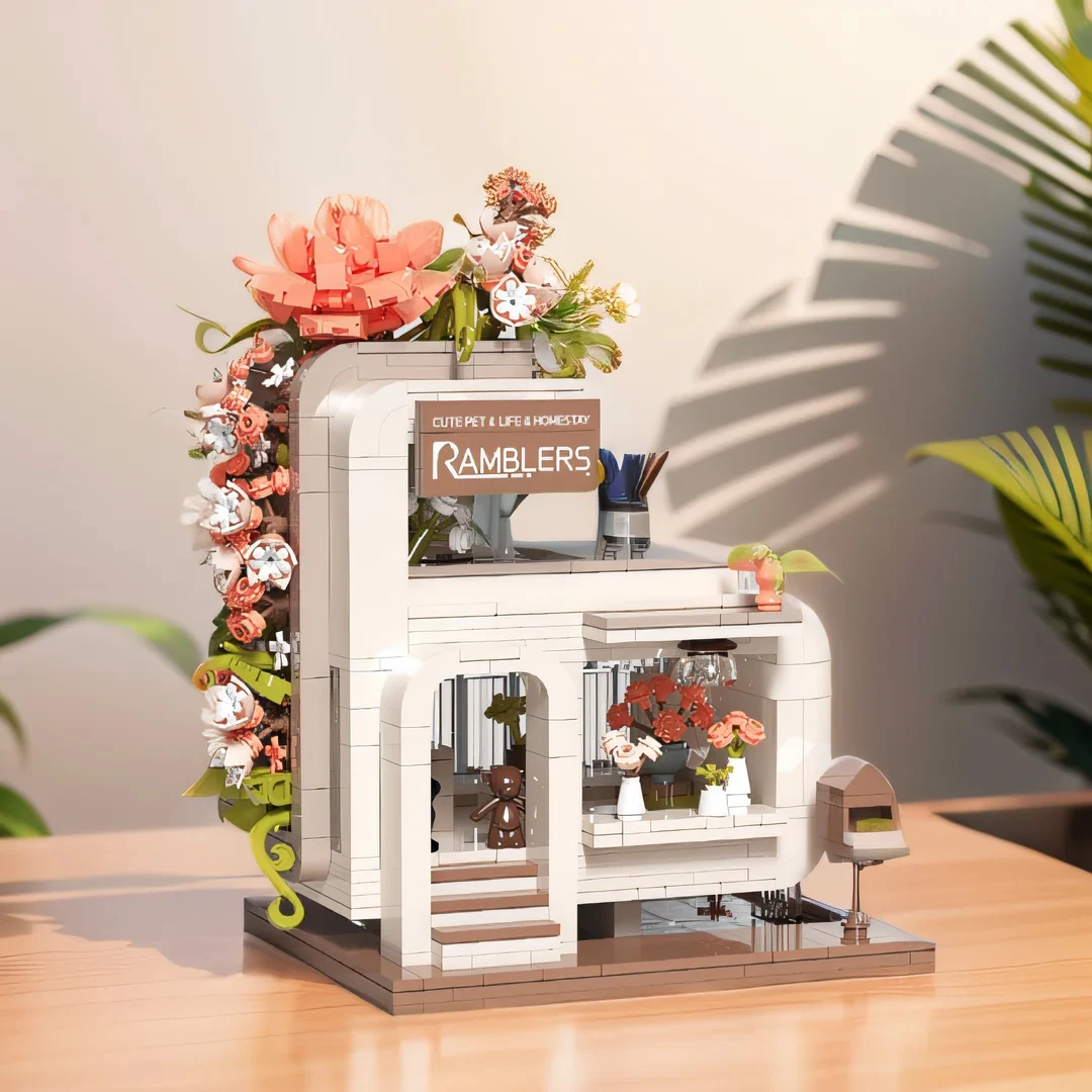 Mini-Building-Block-Sets-Coffee-Shop-Rose-Garden-Street-View-Building ...