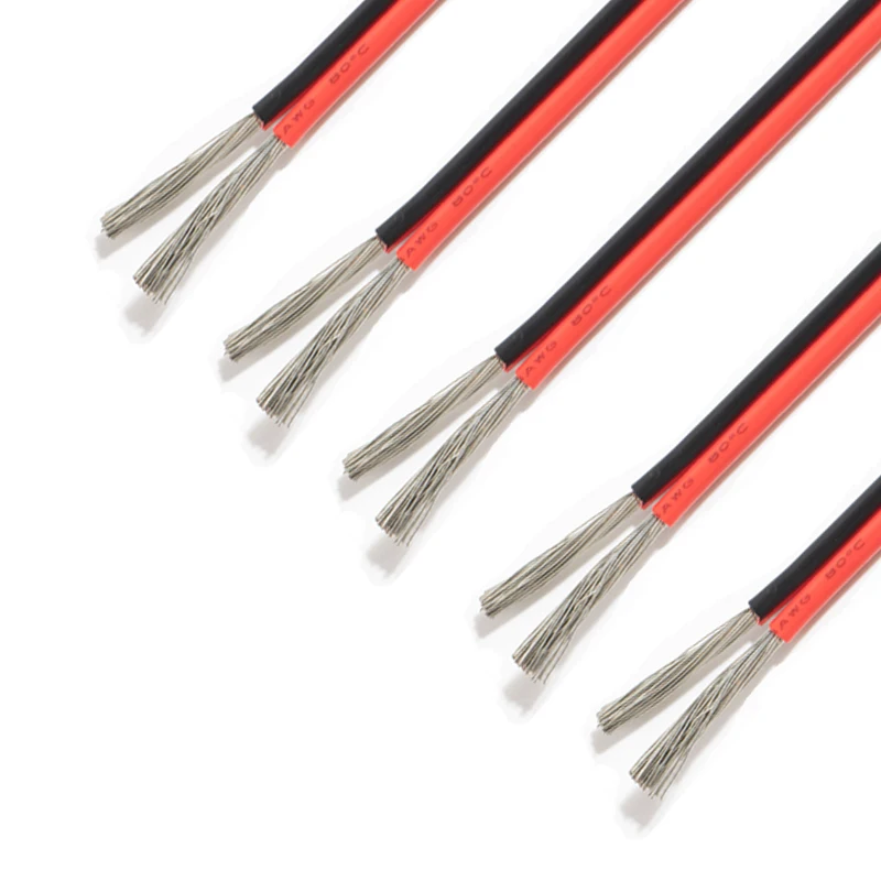 2 Pin Electrical Wires Tinned Copper Red Black 28 26 24 22 20 18 16 AWG ...