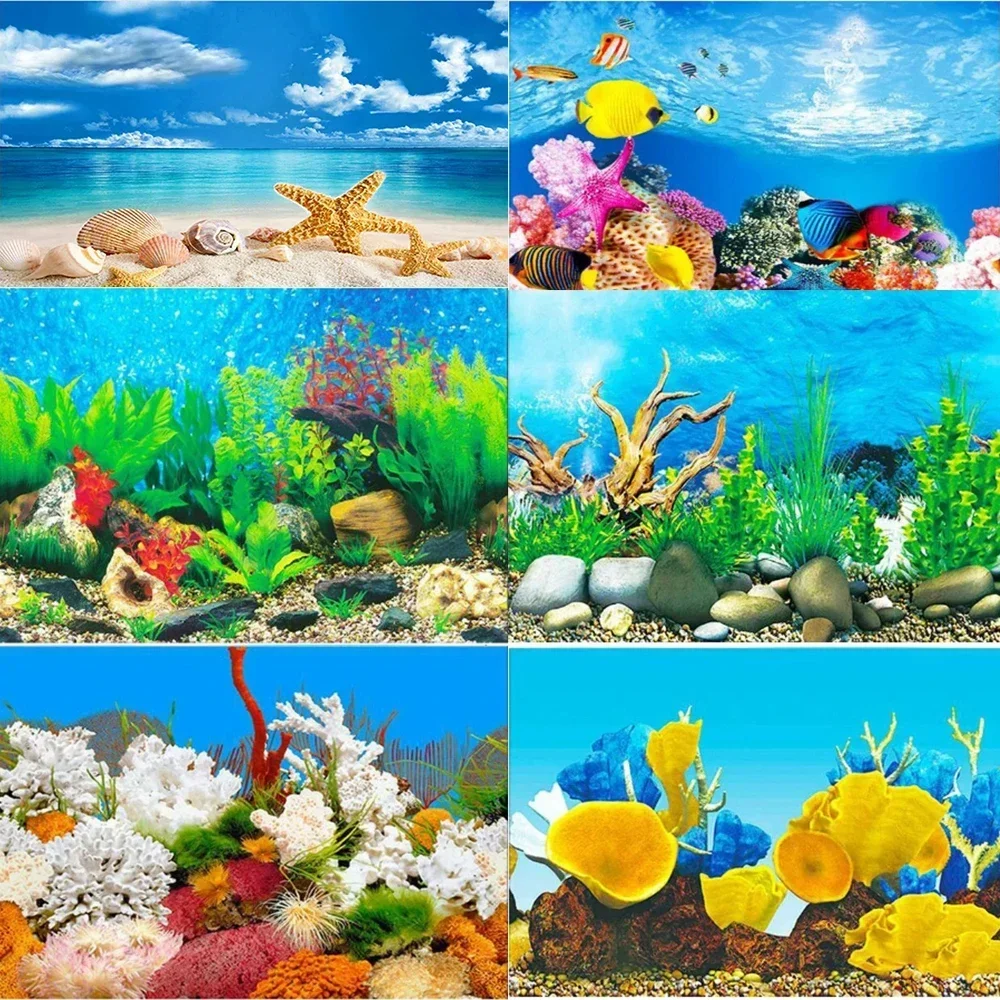 Aquarium Background Decoration with 3D Ocean Plant Aquascape Fish Tank ...
