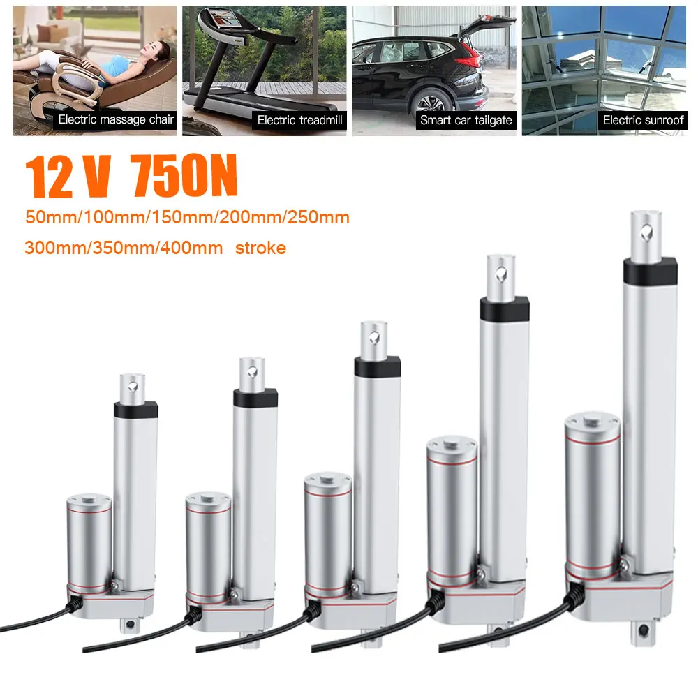 DC-12V-750N-Linearantrieb-50mm-100mm-150mm-200mm-250mm-300mm-Hub ...