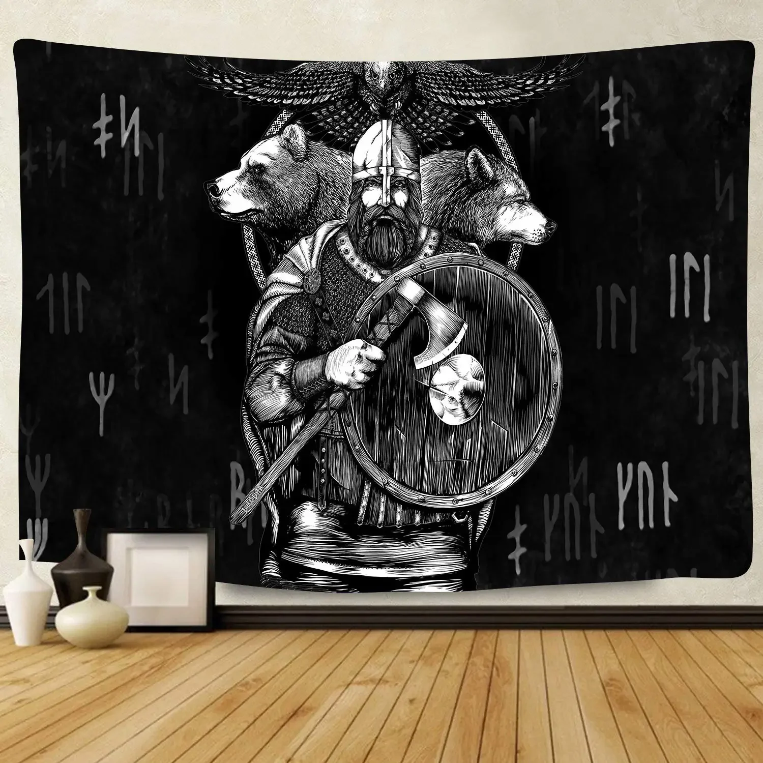 Vikings-Tapestry-Norse-Warriors-Viking-Decor-Brave-Nordic-Pirate-Wolf ...