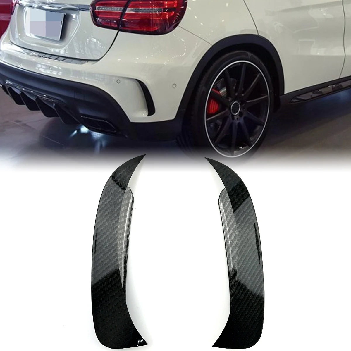 Black-Carbon-Look-Rear-Bumper-Splitter-Spoiler-Side-Vent-Cover-Trim-for ...