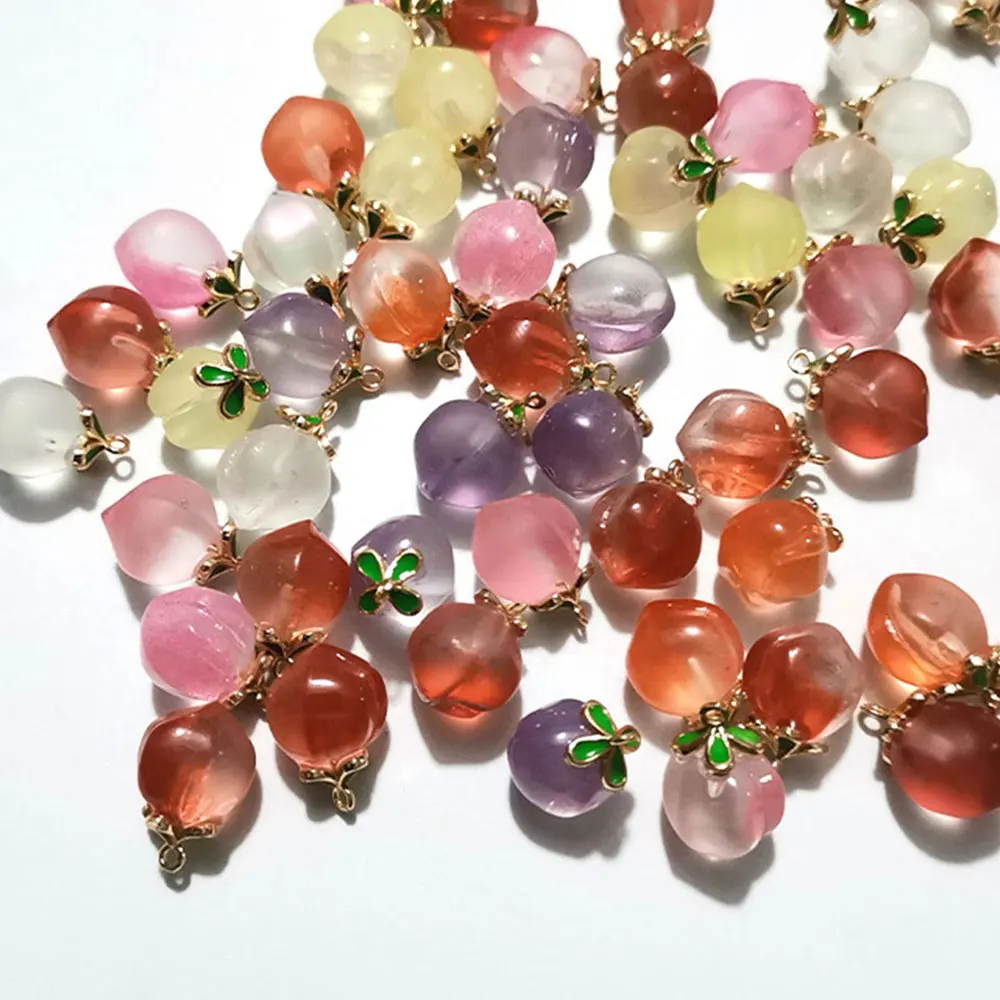 20-5pcs-12x13mm-Czech-Glass-Beads-With-Bead-Cap-Peach-Shape-Loose ...