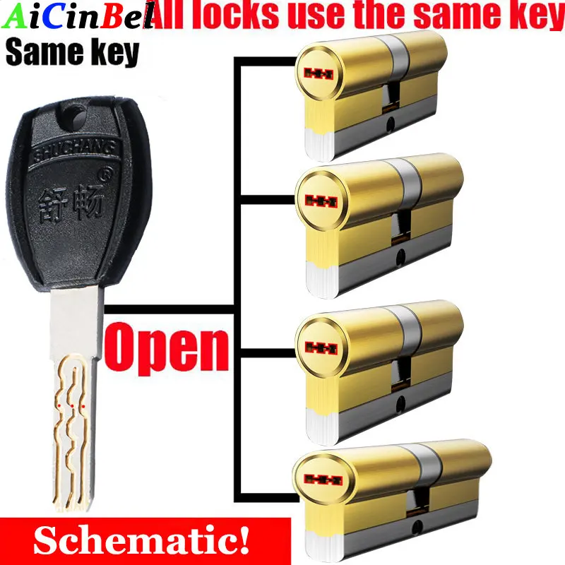 Customize-the-same-key-to-open-all-cylinder-Anti-theft-copper-Lock ...