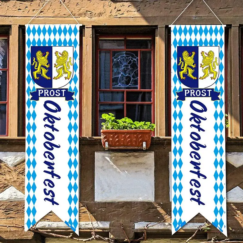 A-Pair-of-Banner-Oktoberfest-Decorations-Bavarian-Check-Flag-Banner ...