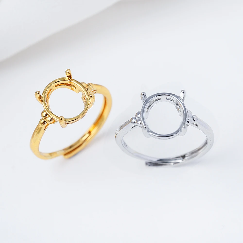 3Pcs 4 Claw Oval Adjustable Ring Settings Brass 18K Gold Plated Semi ...
