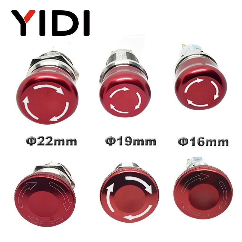 16mm 19mm 22mm Emergency Stop Switch Mushroom Push Button Stop Switch 1no1nc 2no2nc Latching ...