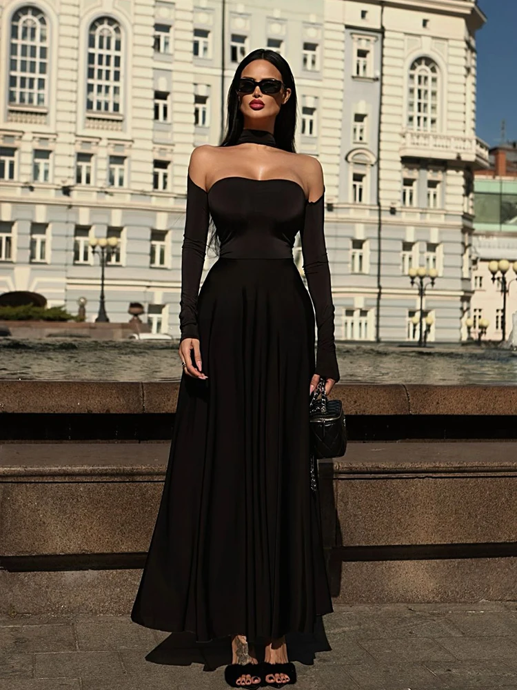 Solid Party Dresses For Women Fashio Sexy Streetwear Full Sleeves ...